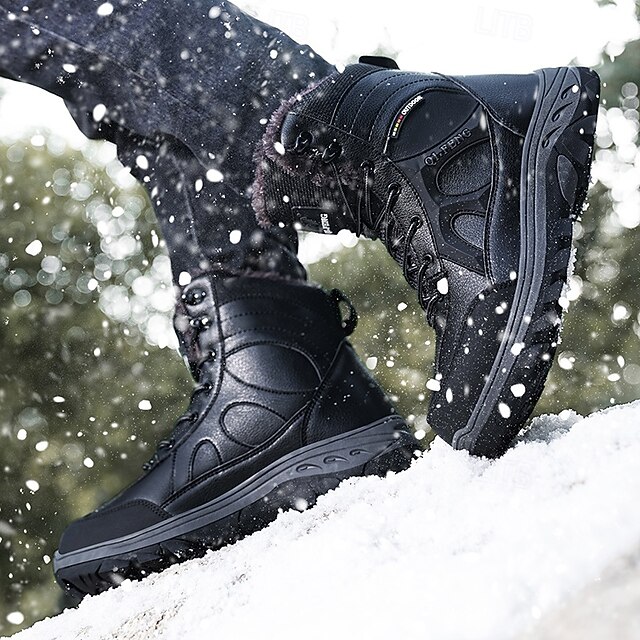 Men's Waterproof Outdoor Hiking Boots with Anti-Slip Sole, Warm Winter ...
