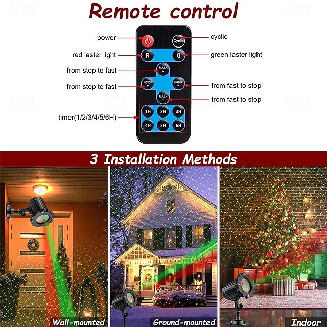 Christmas Projector Lights Outdoor Holiday Laser Light With Remote ...