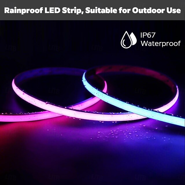 RGBIC Waterproof IP67 10M Flexible COB LED Strip Light 24V WS2811 Pixel ...