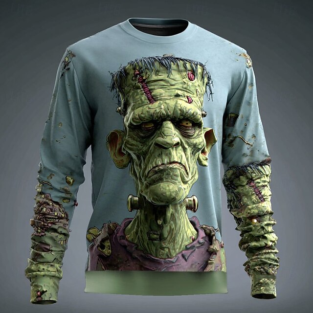 Men's Zombies 3D Sweatshirt Punk Party Gothic Long Sleeve Crew Neck ...