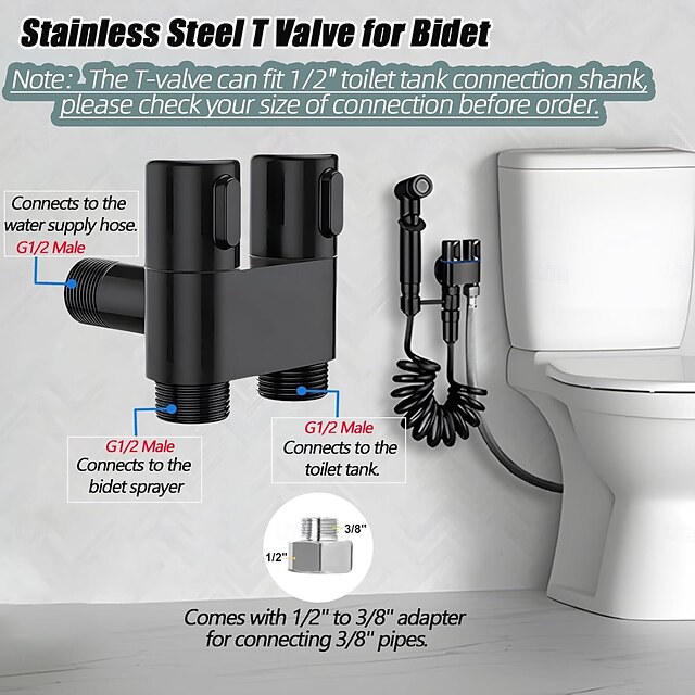 Handheld Bidet Sprayer for Toilet,1-In-2-Out Dual Control Valve,Mini ...