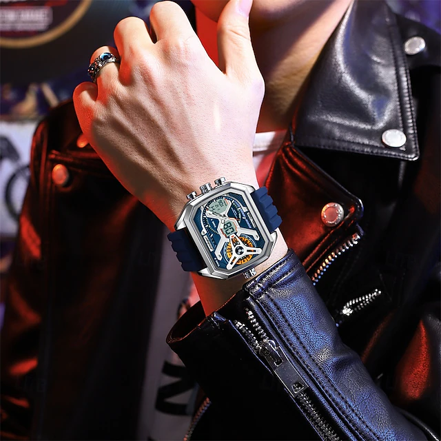 POEDAGAR Trendy Men's Watches Date Week LED Electronic Military Man ...