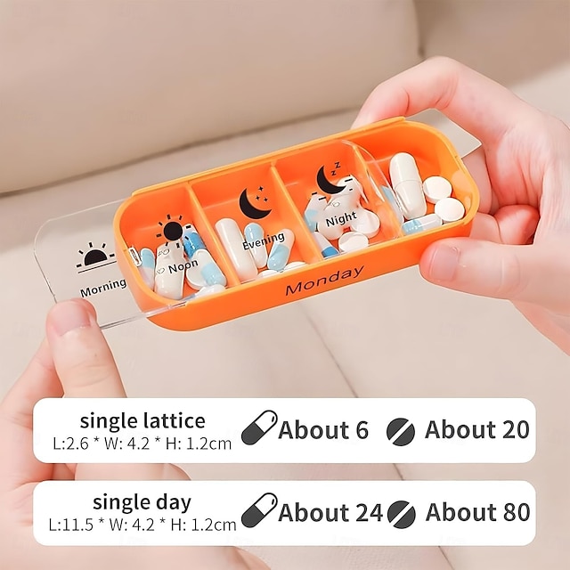 7-Day Large Capacity Portable Pill Organizer Waterproof Medication ...