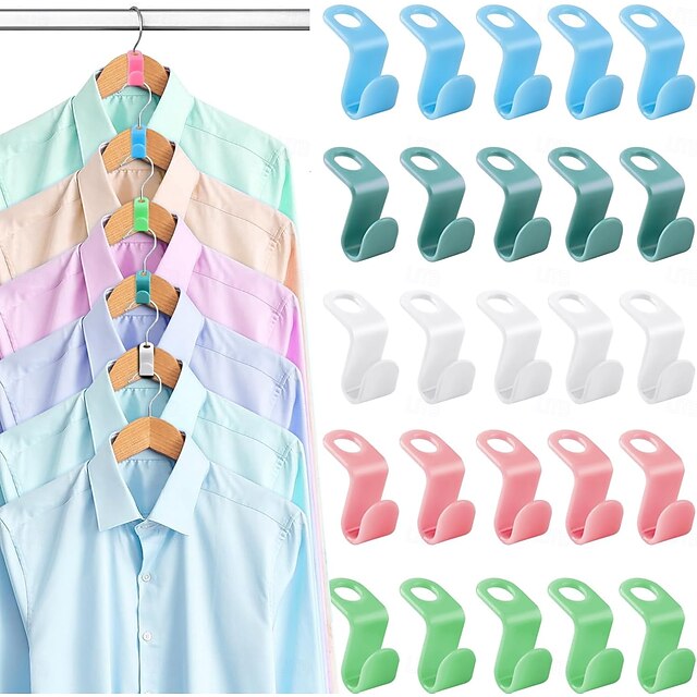 200pcs Space-Saving Clothes Hanger Connector Hooks – Stackable Wardrobe ...