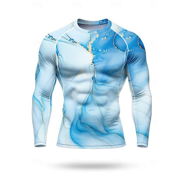 Men's Color Gradient Compression Shirt Running Shirt 3D Print Long ...