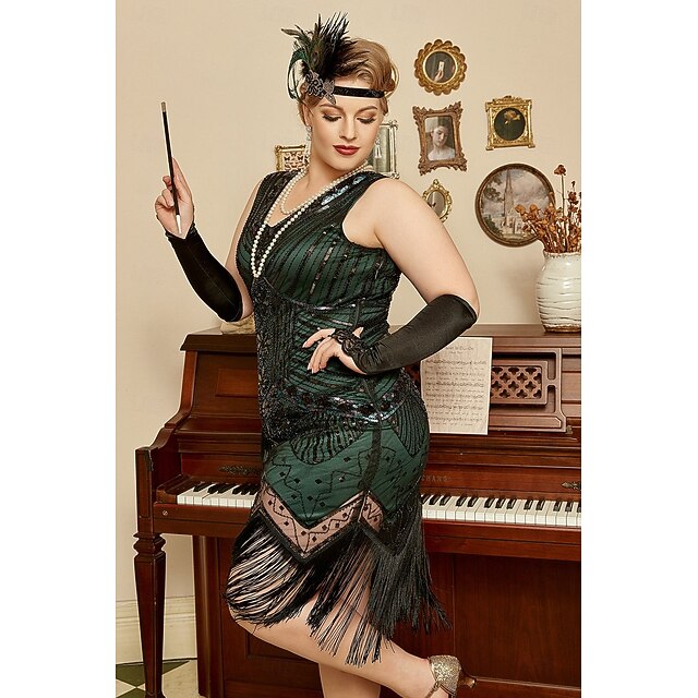 Roaring 20s 1920s Knee Length Dress Flapper Dress Fancy Costume Plus ...