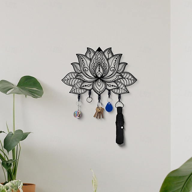 Wall-Mounted Lotus Key Holder, Warm Home Decoration, Metal Hook for ...