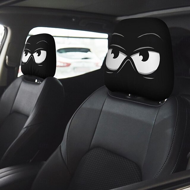 2pcs Funny Cartoon Car Headrest Covers Universal Fit of Funny Big-Eyed ...