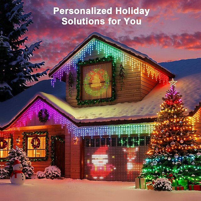 Led Icicle Lights Outdoor, LED RGB Smart Programmable Icicle Christmas ...