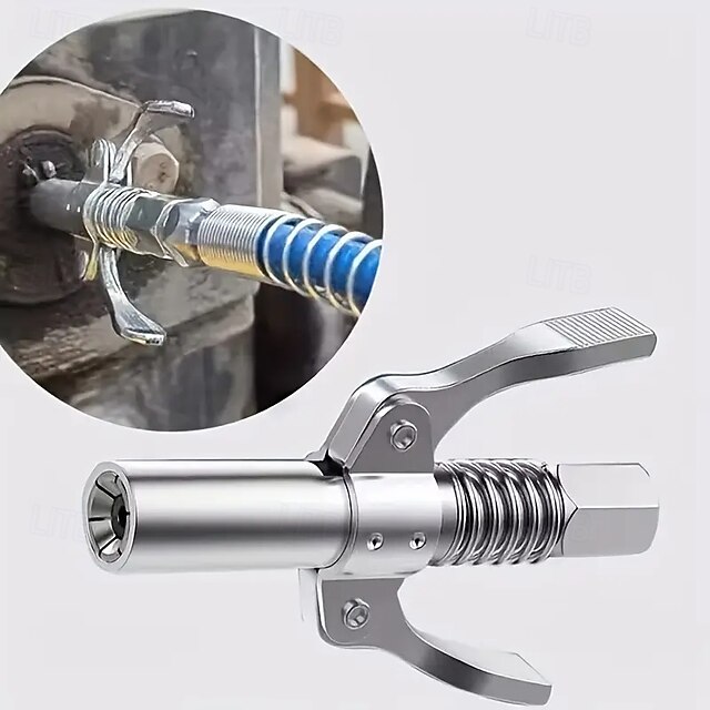 Self-Locking High-Pressure Grease Gun Kit with Dual Handle Coupler ...
