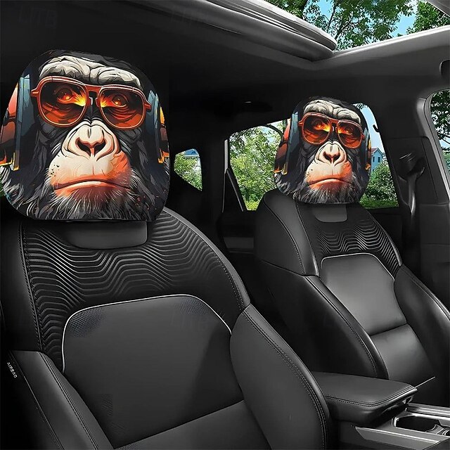 2pcs Funny Cartoon Car Headrest Covers Universal Fit of Funny Big-Eyed ...