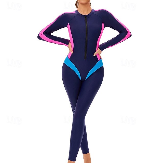Women's Rash Guard Full Body Swimwear Dive Skin Suit Patchwork UPF50 ...