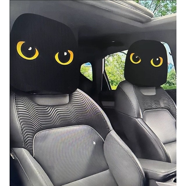 2pcs Funny Cartoon Car Headrest Covers Universal Fit of Funny Big-Eyed ...