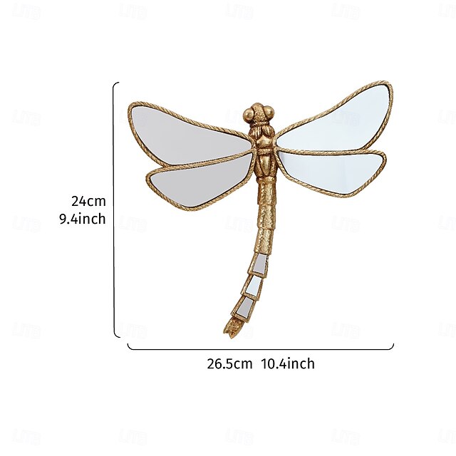 Resin Gold Curved-Tail Dragonfly – Mirror-Finish Insect Wall Decor ...