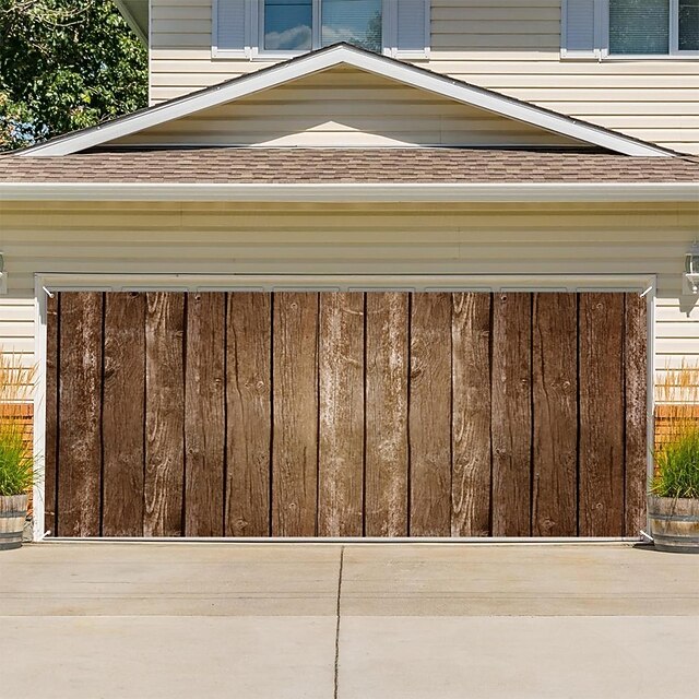 Garage Door Cover Large Hanging Backdrop Farm Wood Plank Rustic ...
