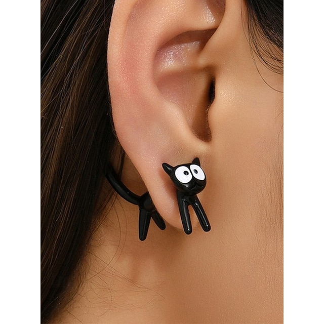 Boucles d'oreilles chat noir Halloween pour femme – clous mignons et ...