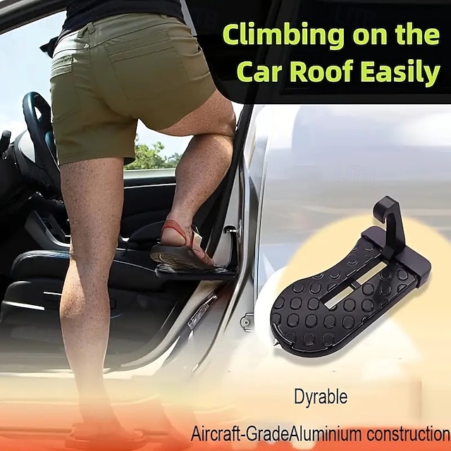 Folding Aluminum Car Door Step for Roof Access – Portable Vehicle Pedal ...