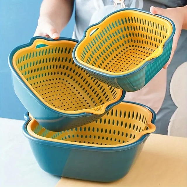 6-Pack Double-Layer Mesh Strainer Baskets – Reusable Plastic Draining ...