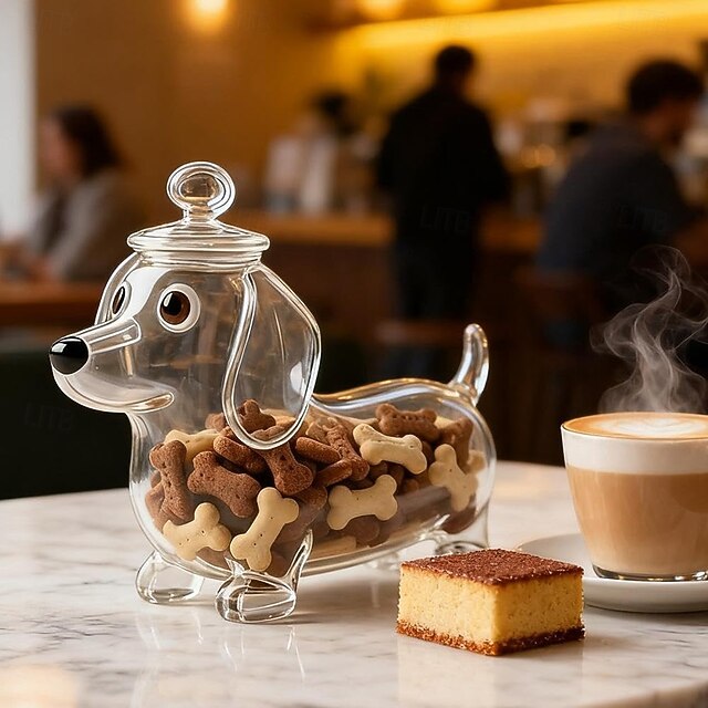 French Bulldog Treat Jar Airtight Glass Snack Container with Lid Cute ...