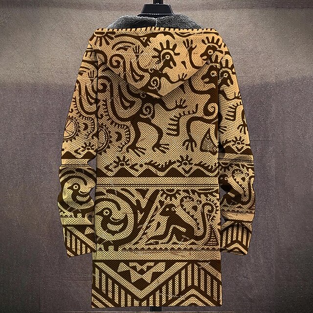 Men's Graphic Winter Coat Fleece Jacket Coat Thermal Warm Comfortable ...