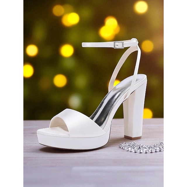 sandali da donna con tacco alto e plateau in raso color carne con ...