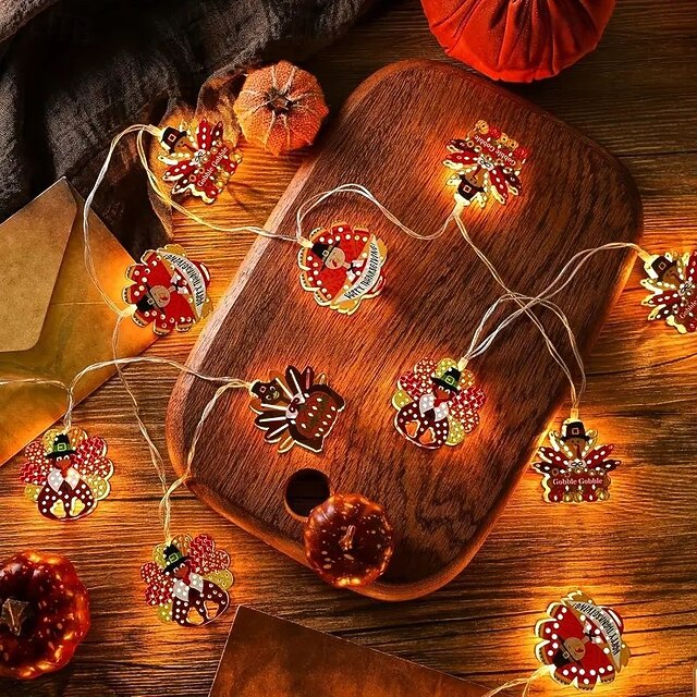 Thanksgiving Iron Turkey Shaped String Lights 1.65m 10LEDs Battery ...