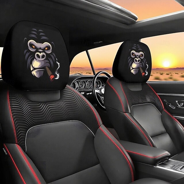 2pcs Funny Cartoon Car Headrest Covers Universal Fit of Funny Big-Eyed ...