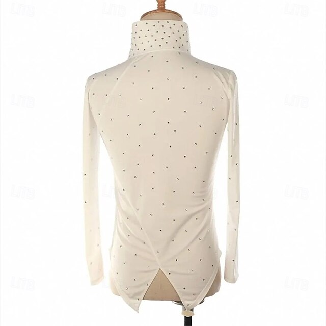Figure Skating Top Men's Boys' Ice Skating Tops White Patchwork Spandex ...