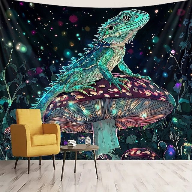 Tapestry Blanket Wall Hangings Mushroom Lizard Boho Hippie Fantasy ...