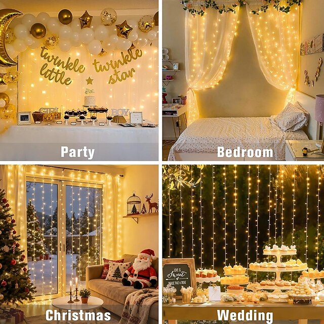 1pc 3X3M IP44 Waterfall Curtain Led Fairy String Light Garland Water ...