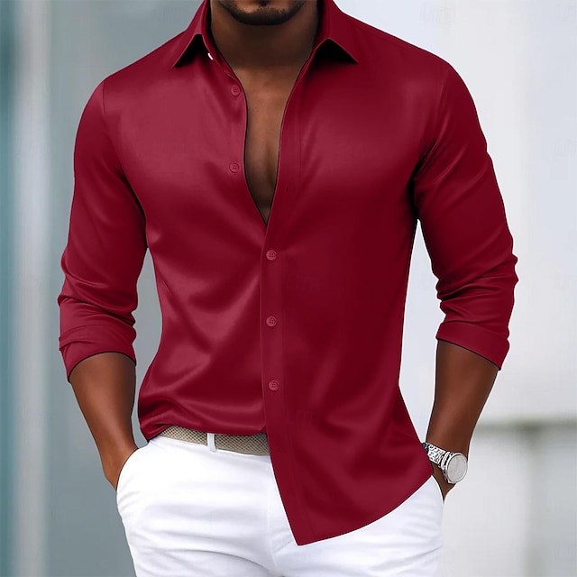 Men's Shirt Satin Shirt Dress Shirt Casual Shirt Button Up Shirt Prom ...