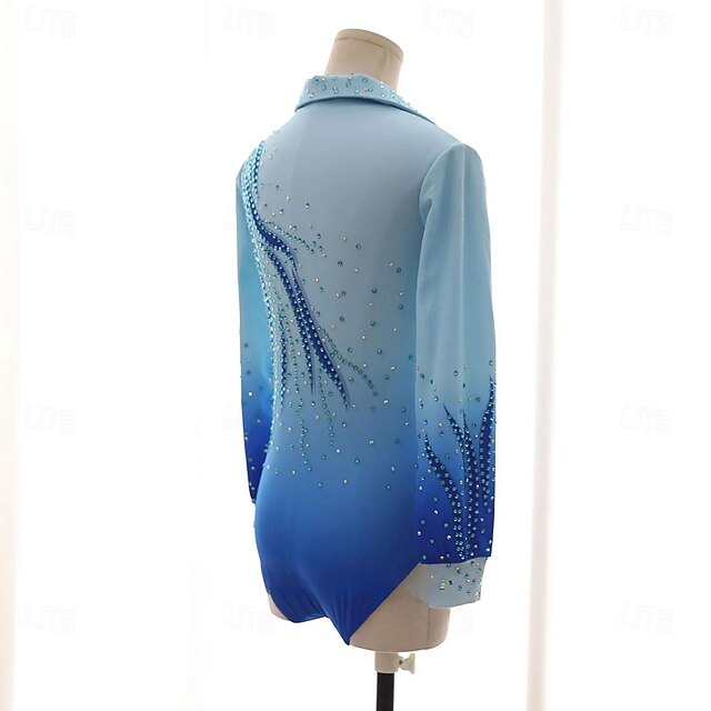 Figure Skating Top Men's Boys' Ice Skating Tops Sky Blue Patchwork ...