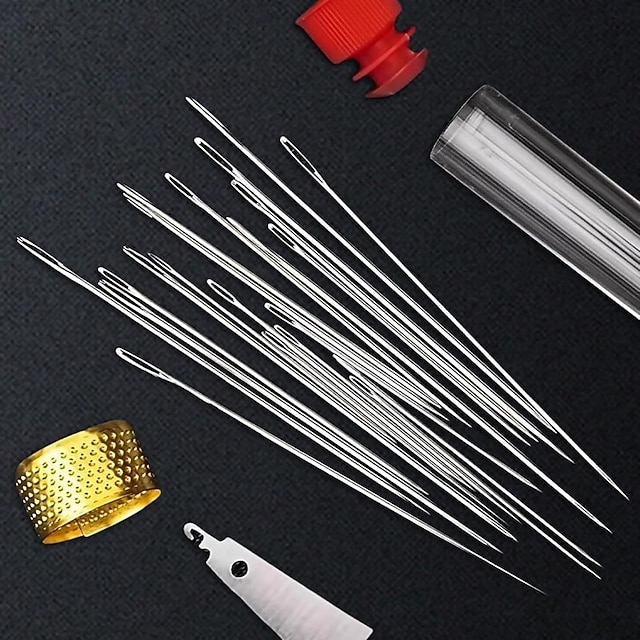 74 Pcs (2*37-in-1) Big Eye Steel Needles Set - Long & Thin Handmade ...