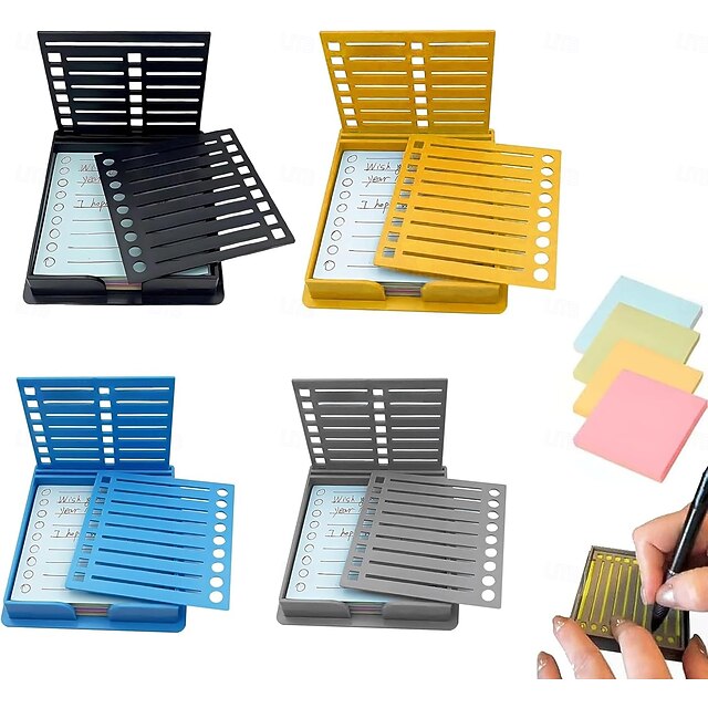 Sticky Note Stencil, Sticky Note Holder with Stencil 3x3 Sticky Note ...