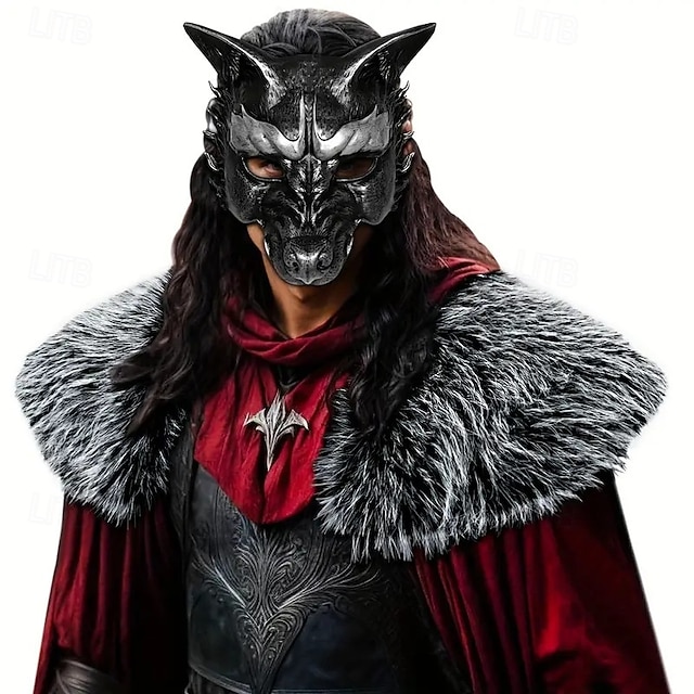 Retro Vintage Medieval Renaissance Mask Shawls Faux Fur Costume Warrior ...