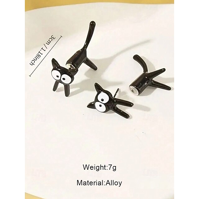 Boucles d'oreilles chat noir Halloween pour femme – clous mignons et ...