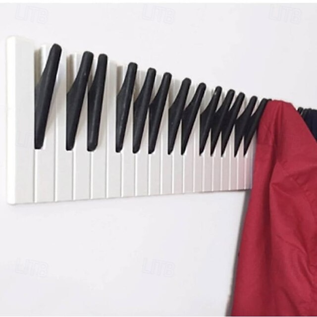 Piano Wooden Coat Racks Nordic Style Wall Mounted Hanger Creative Piano ...