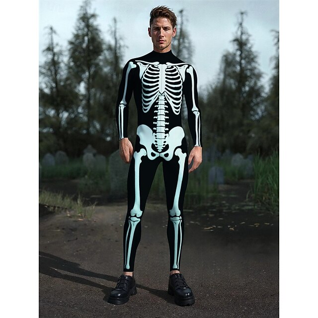Bodysuits Halloween Group Couples Costumes Full Body Catsuit Skull ...