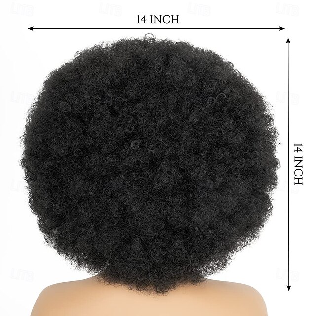 70's Afro Wig for Women Natural Black Short Afro Kinky Curly Wig ...
