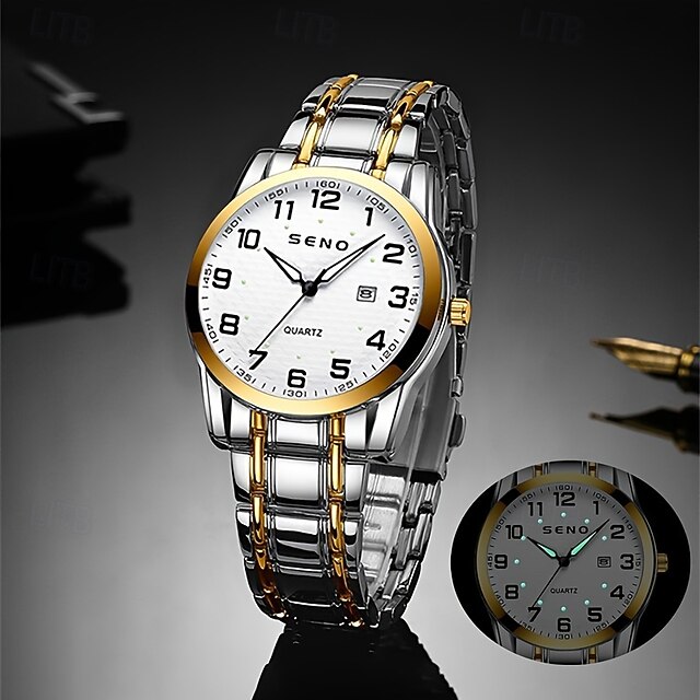 A New Seno Brand Men'S Business Steel Band Quartz Watch With Ipx7 Water ...