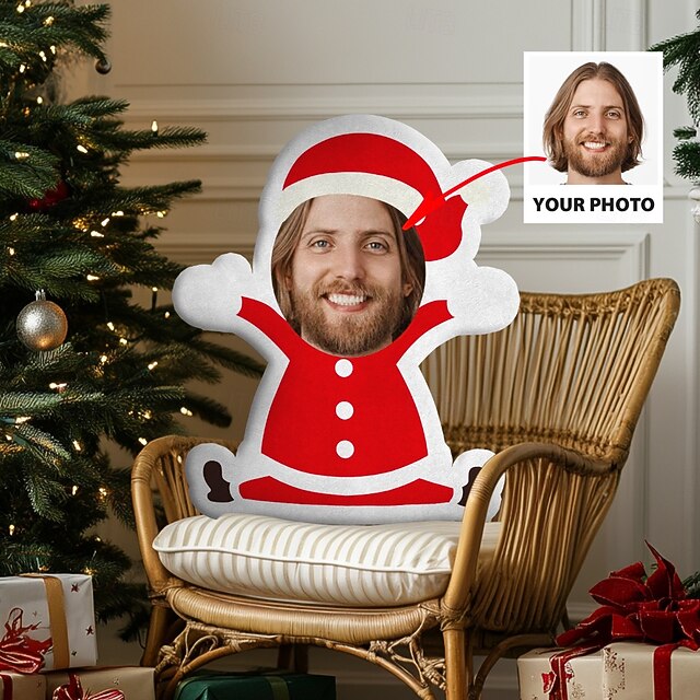 Coussins de visage de Noël personnalisés avec motifs de Père Noël, elfe ...