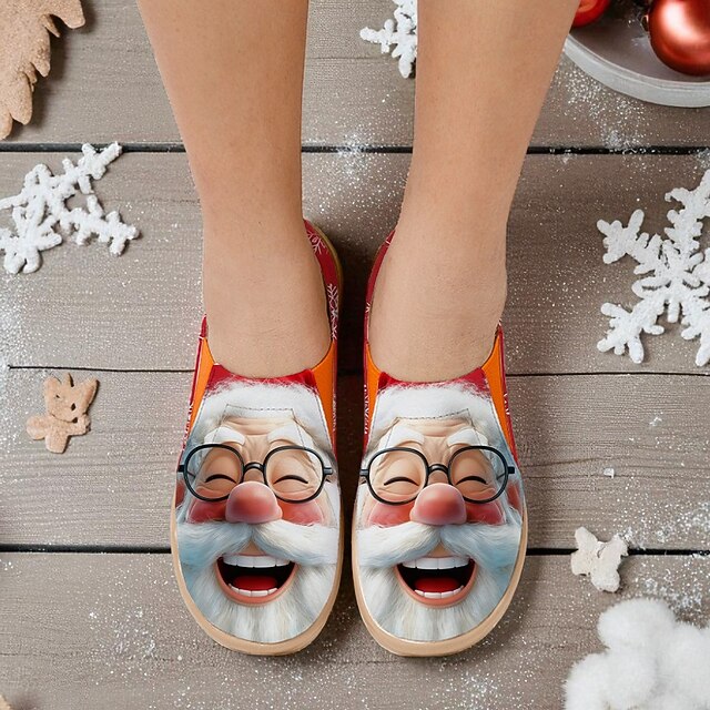Women's Wide Toe Santa Claus Canvas Travel Shoes – Comfortable ...