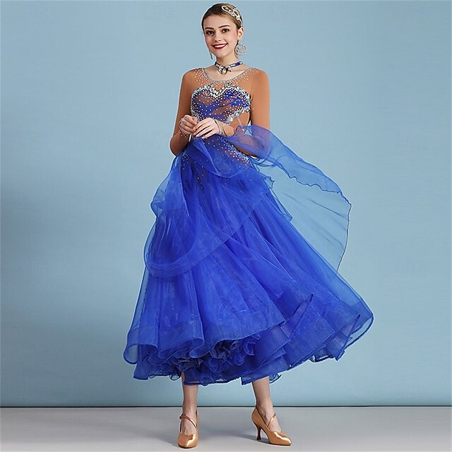 Robe de danse de salon pour femme, élégante, en tulle, effet illusion ...