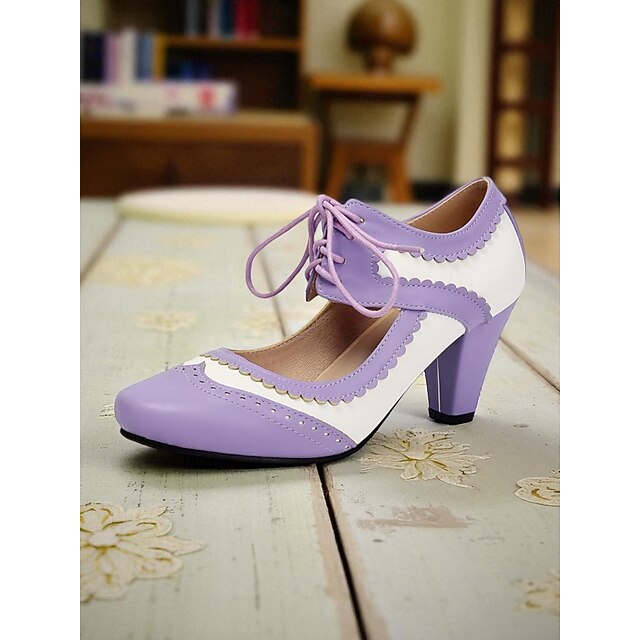 Vintage Oxford Lace-Up Women's Brogue Heels – Two-Tone Retro Style ...