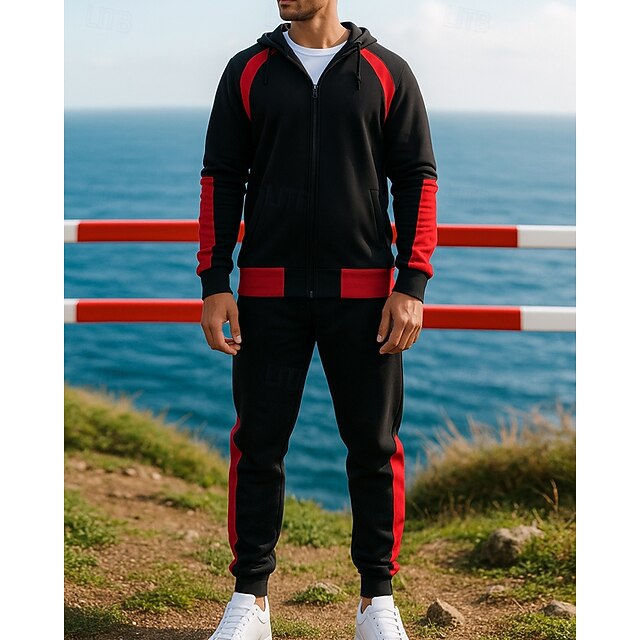 Men's Jogging Suit Full Zip Sweatshirt Sports Tracksuits Hooded with ...