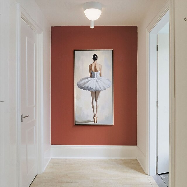 Abstract Elegant Ballet Girl Oil Painting on Canvas Original White ...