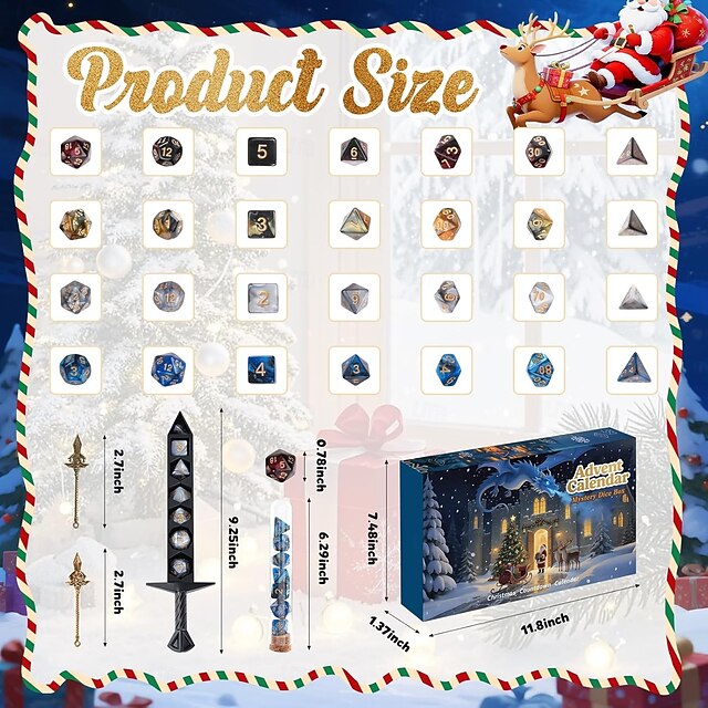 Christmas Advent Calendar 2025, Mystery DND Dice Set Vacation Advent ...