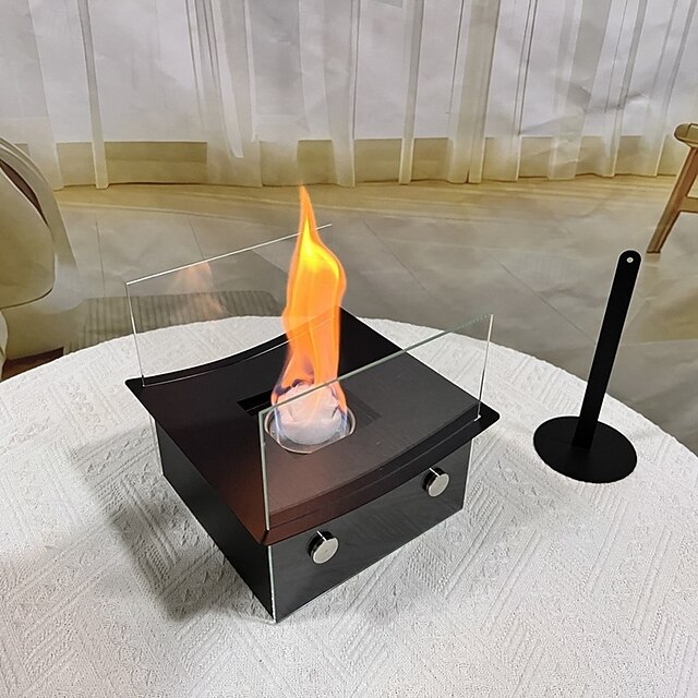 Cheminée de table en verre, foyer portable à combustion propre ...