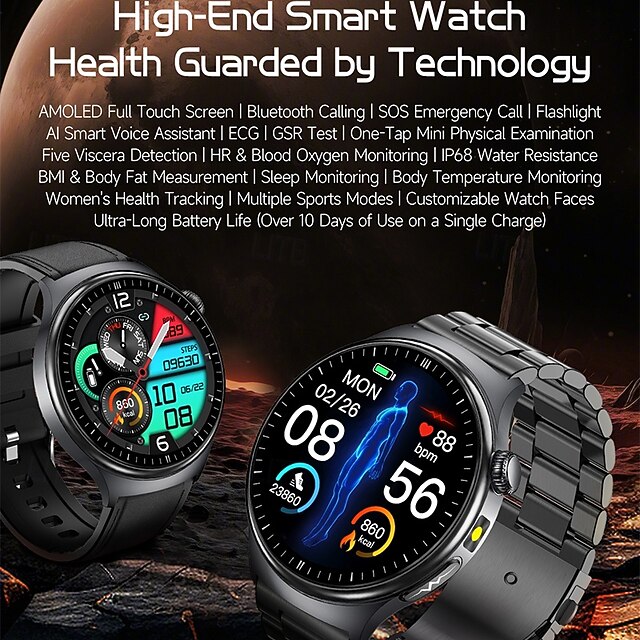 Nouvelle montre intelligente 2025 diagnostic de santé ECG PPG hommes ...