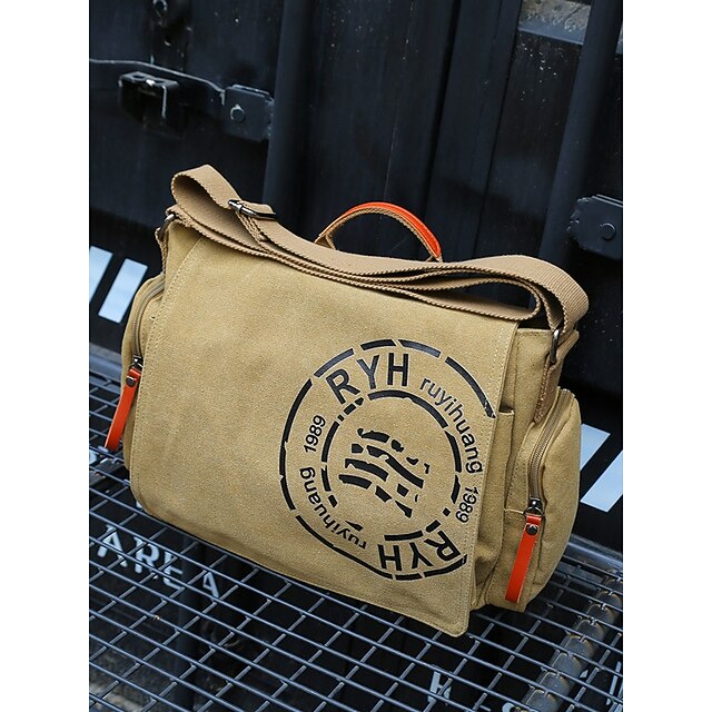 Bolso bandolera de lona para hombre con gran capacidad, estilo vintage ...